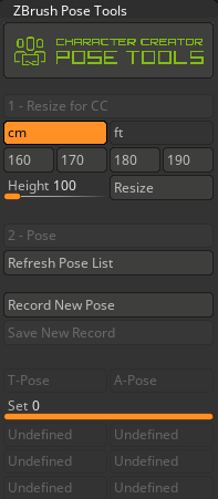 ZBrush Pose Tools User Interface